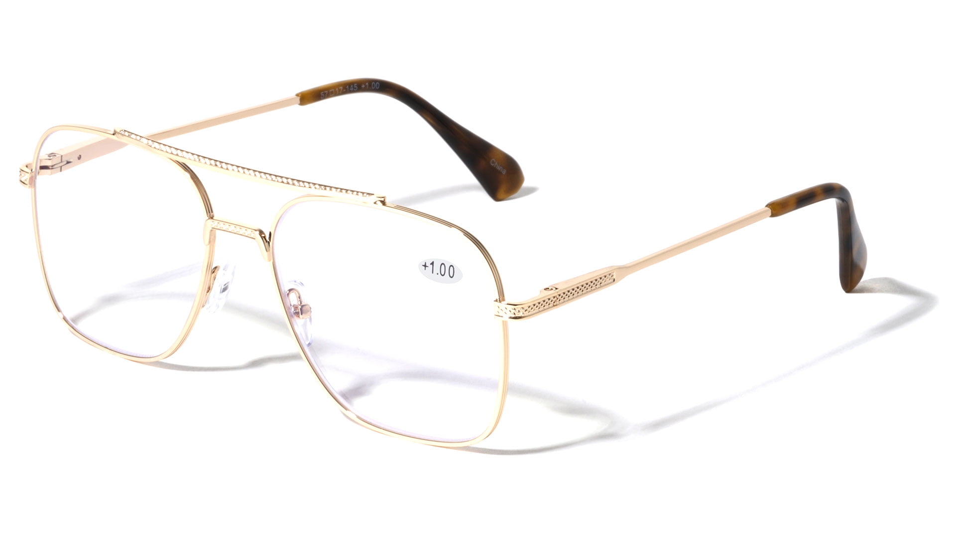 Square Metal Blue Light Blocking Reading Glasses - UV Protection Clear ...