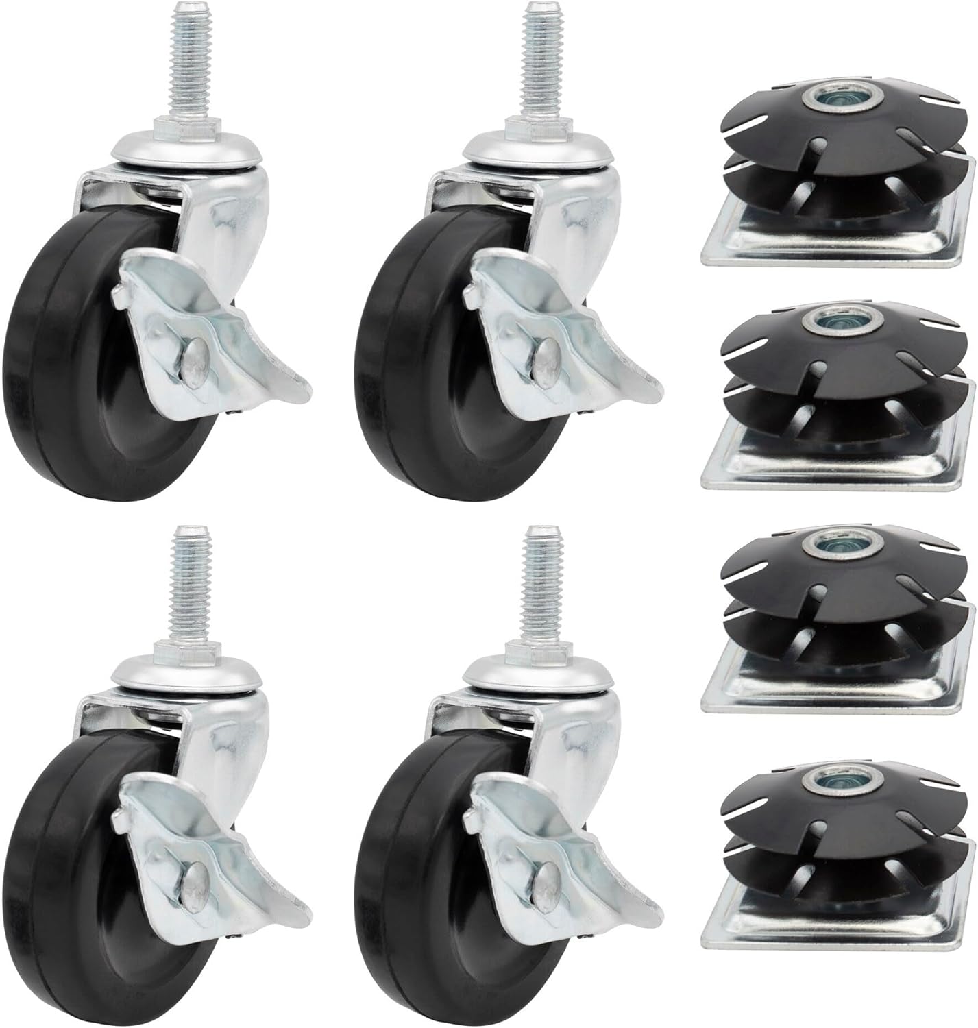 Square Metal Double Star Caster Insert | 3/8-16 Threaded Stem | Wheel ...