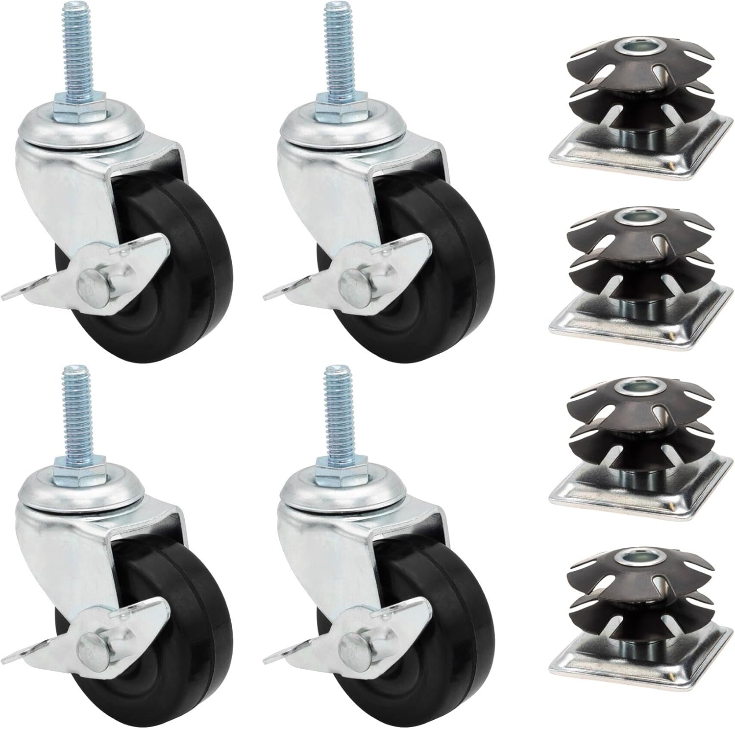 Square Metal Double Star Caster Insert | 5/16-18 Threaded Stem | 2 ...