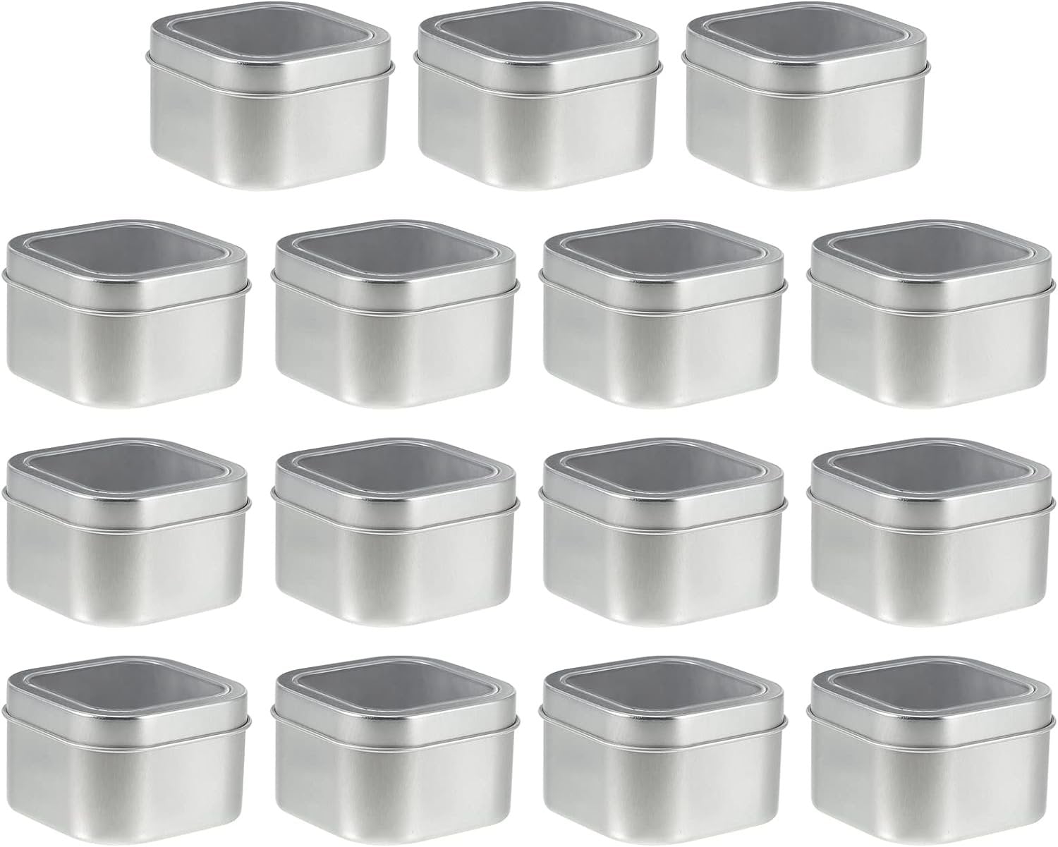 Square Metal Tins with Window Lids Storage Tin Container for Candies ...