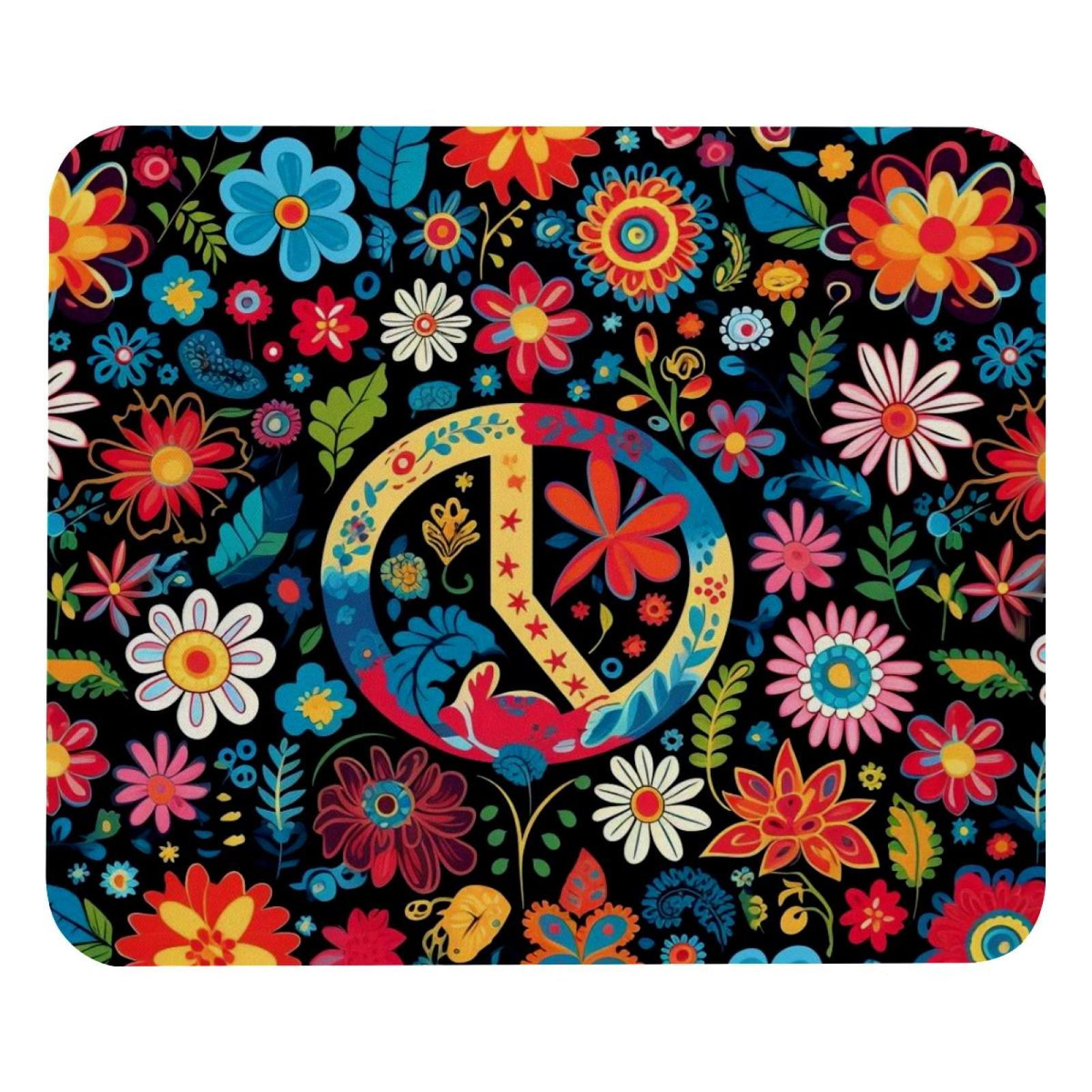 Square Mouse Pad 8.3x9.8 Inch, Peace Sign Flower Beautiful Mousepad for ...
