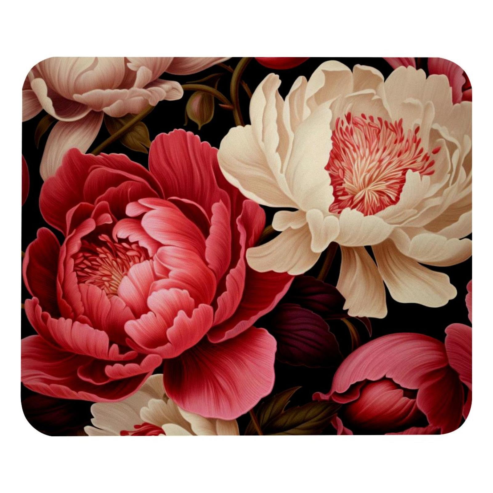 Square Mouse Pad 8.3x9.8 Inch, Peonies White Red Mousepad for Laptop ...