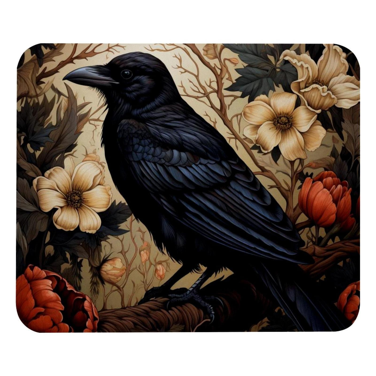 Square Mouse Pad 8.3x9.8 Inch, Raven Flower Branch Mousepad for Laptop ...