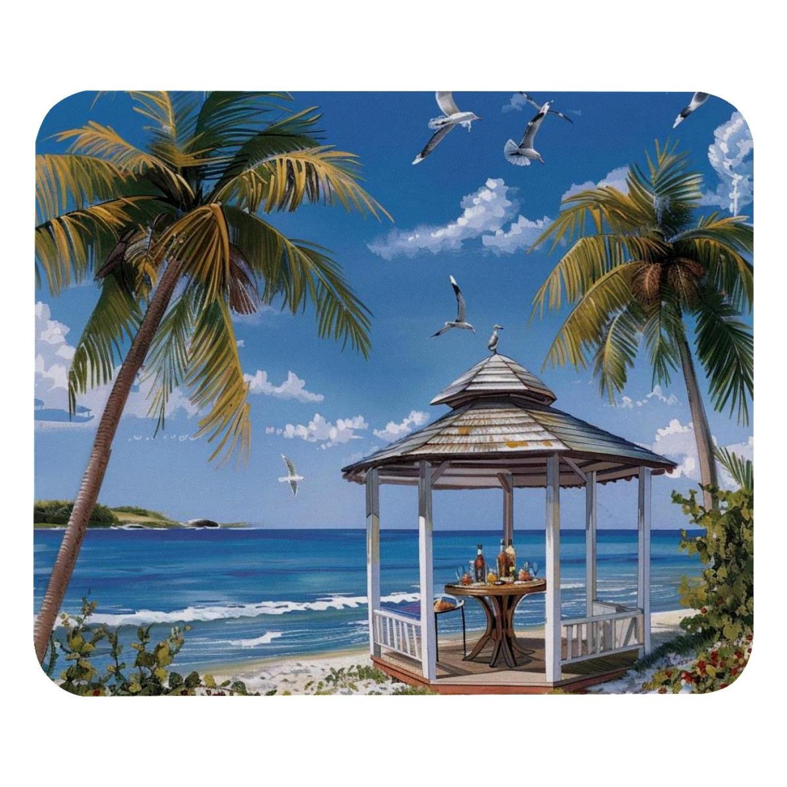 Square Mouse Pad 8.3x9.8 Inch, Sea Seagull Gazebo Palm Tree Mousepad ...