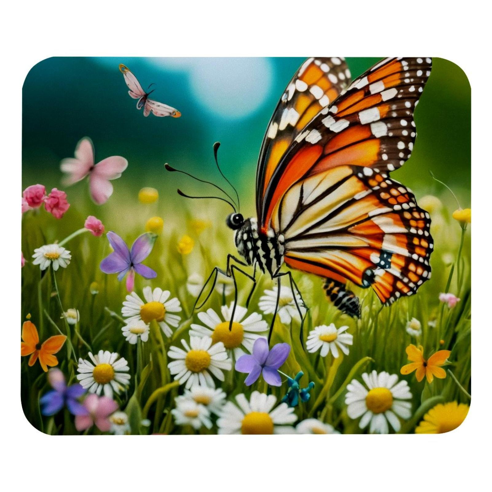 Square Mouse Pad Spring Flower Butterfly, Personalized Premium-Textured ...