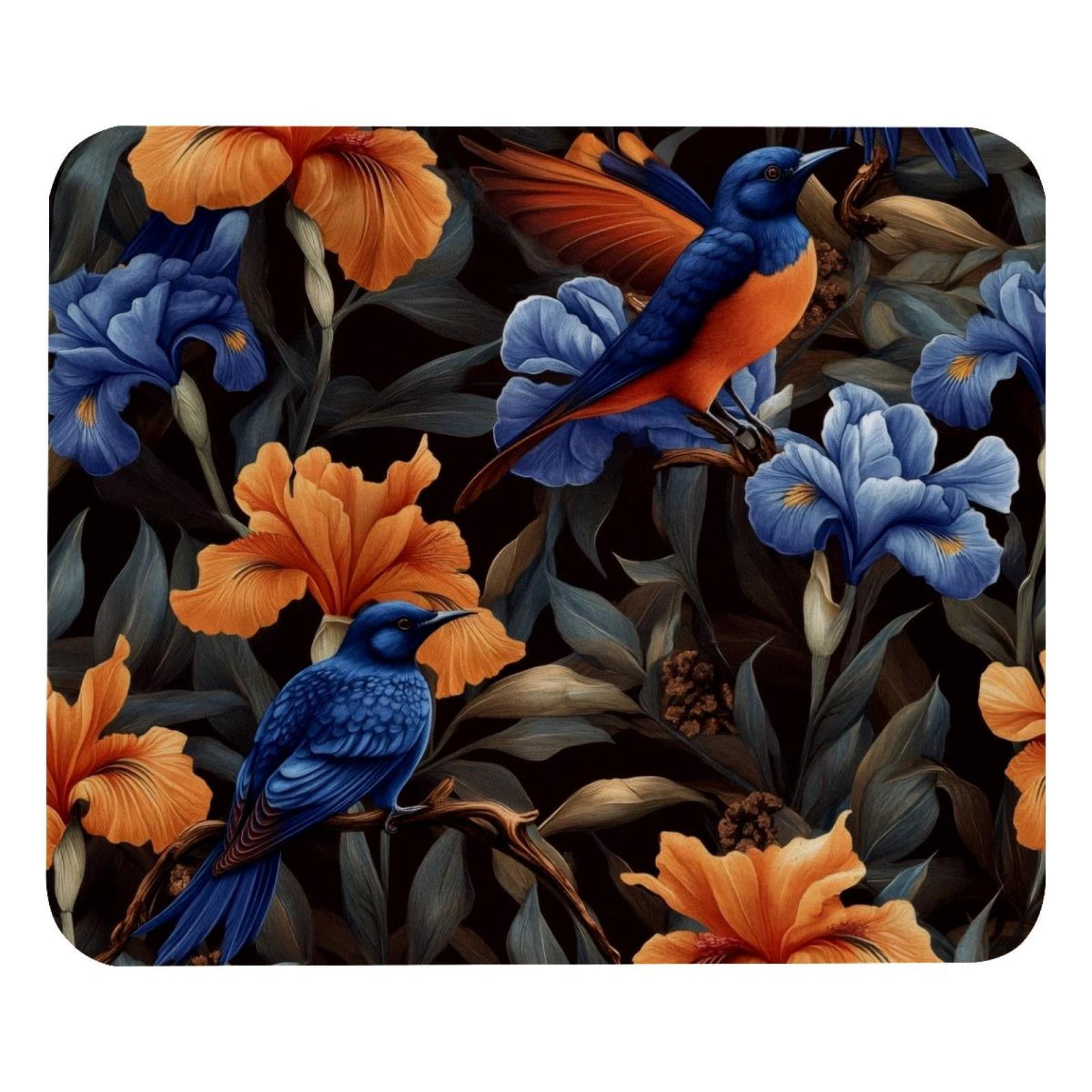 Square Mouse Pad Tropical Leaves Flowers Birds, Washable Mousepad Non ...