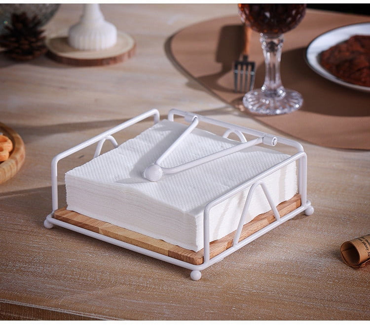 Square Napkin Holder,Durable Table Napkin Holder with Weighted Arm ...