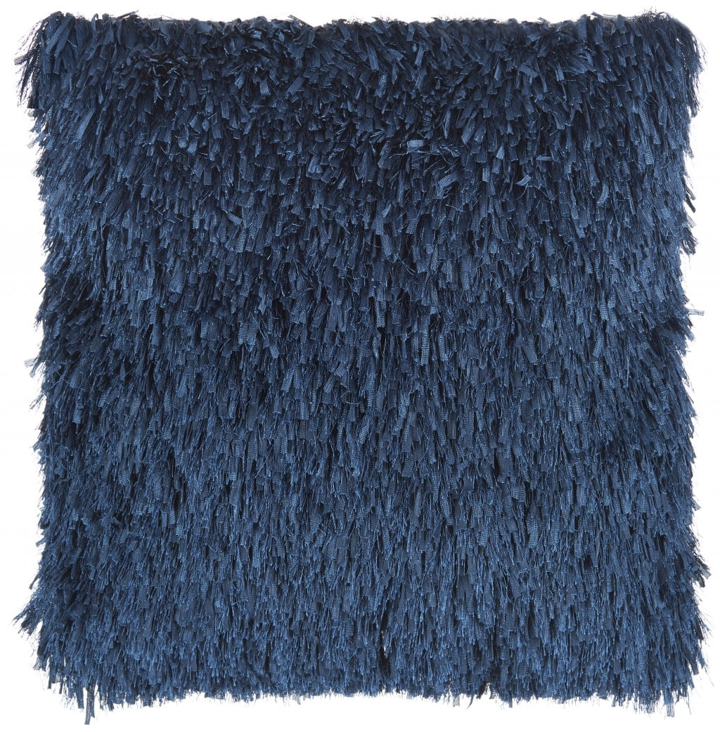 Square Navy Shag Throw Pillow - Walmart.com
