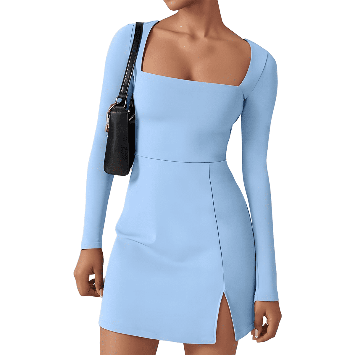 Square Neck Bodice Dress Light Blue S - Walmart.com