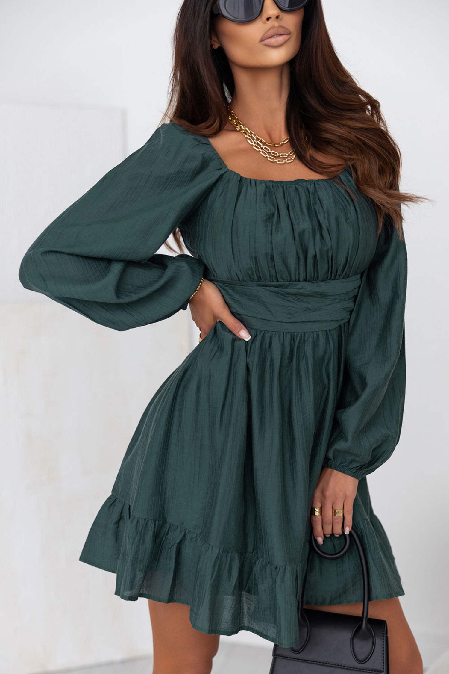 Square Neck Ruffle Hem Dress - Walmart.com
