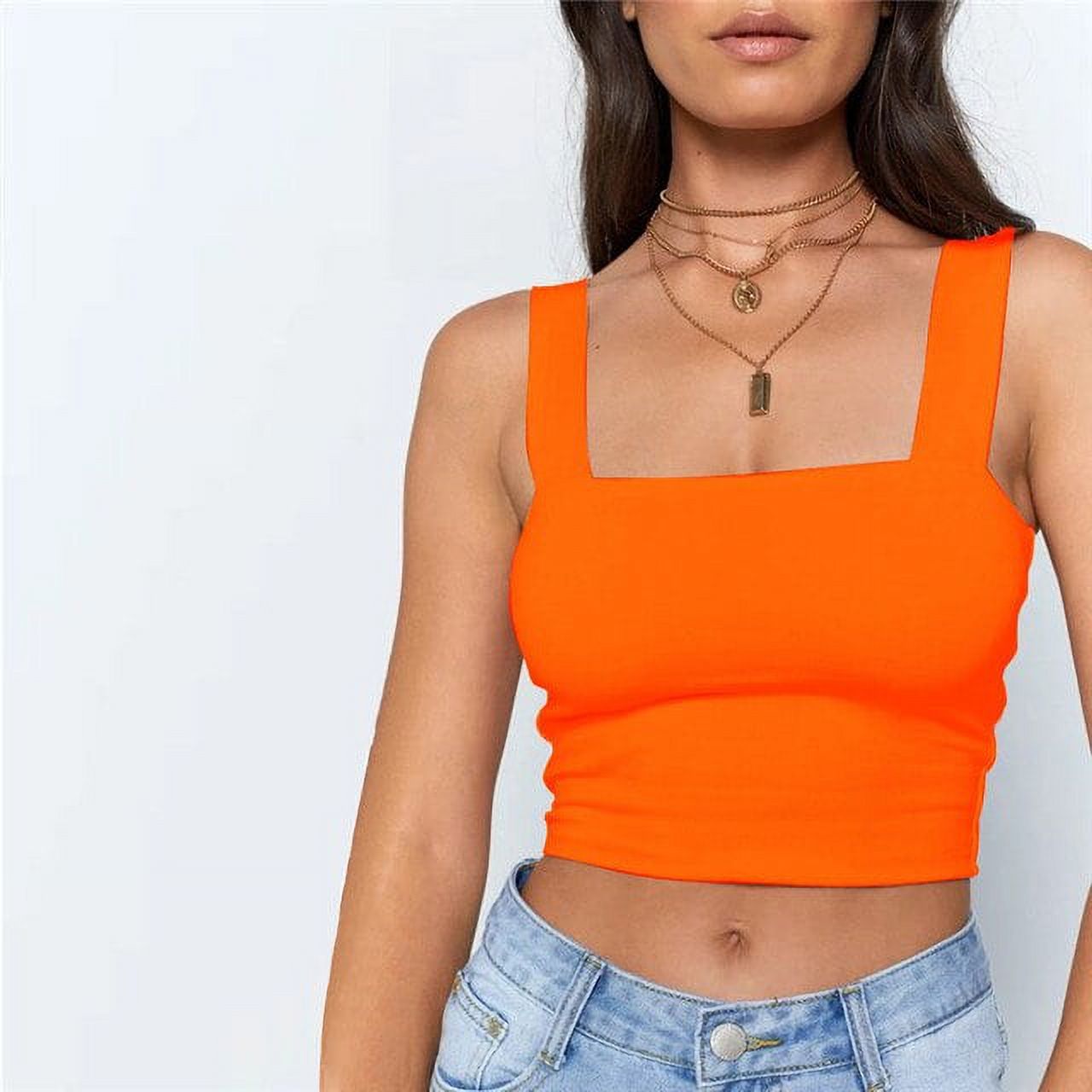 Square Neck Sleeveless Summer Crop Top White Women Black Casual Basic T ...