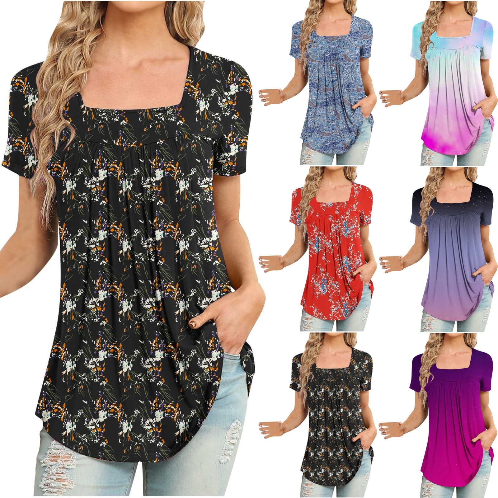 Square Neck Tops for Women, Womens Tops Dressy Casual 2025 Womens Tops ...