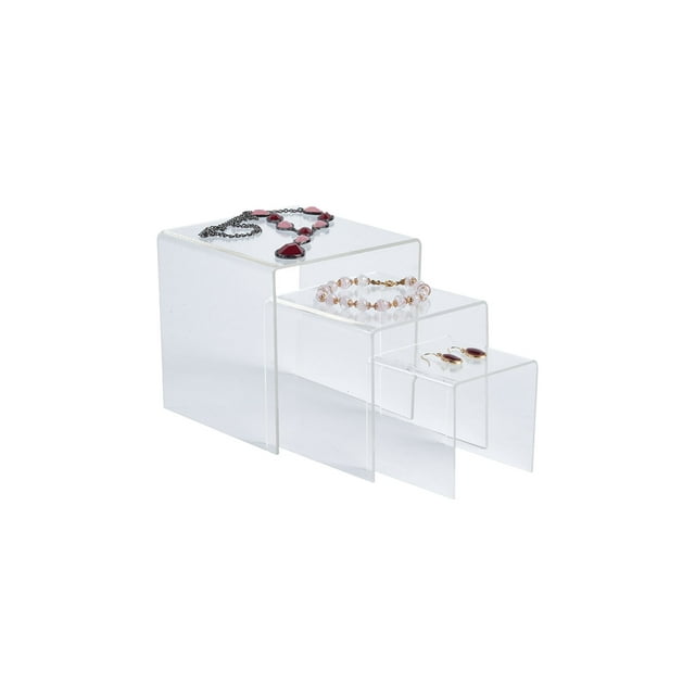 Square Nesting Clear Acrylic Display Risers - 3”, 4”, 5” Square - Set ...