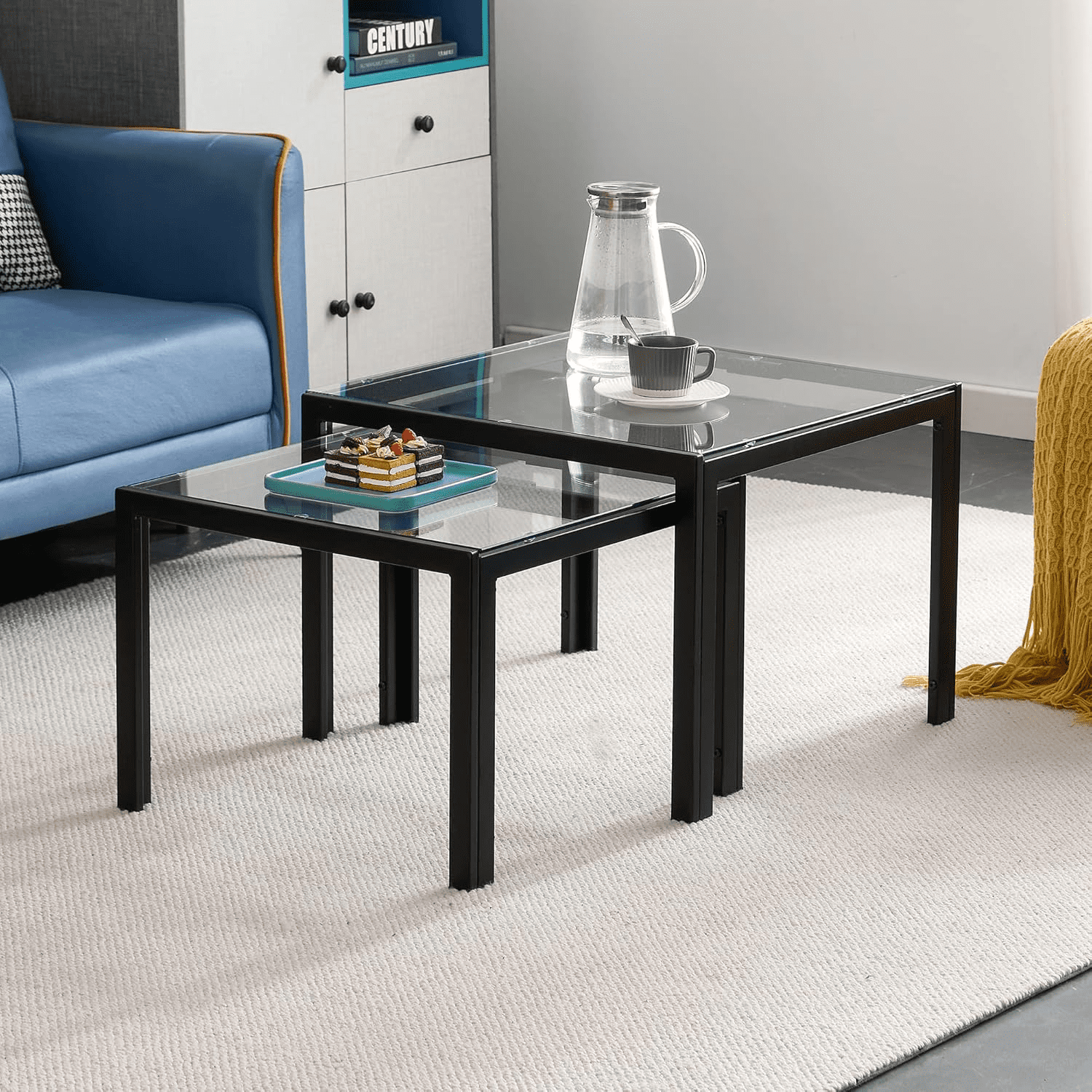 Square Nesting Coffee Table Small Nesting Tables for Living Room with ...