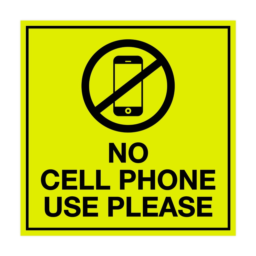 Square No Cell Phone Use Please Sign (Yellow / Black) - Large - Walmart.com