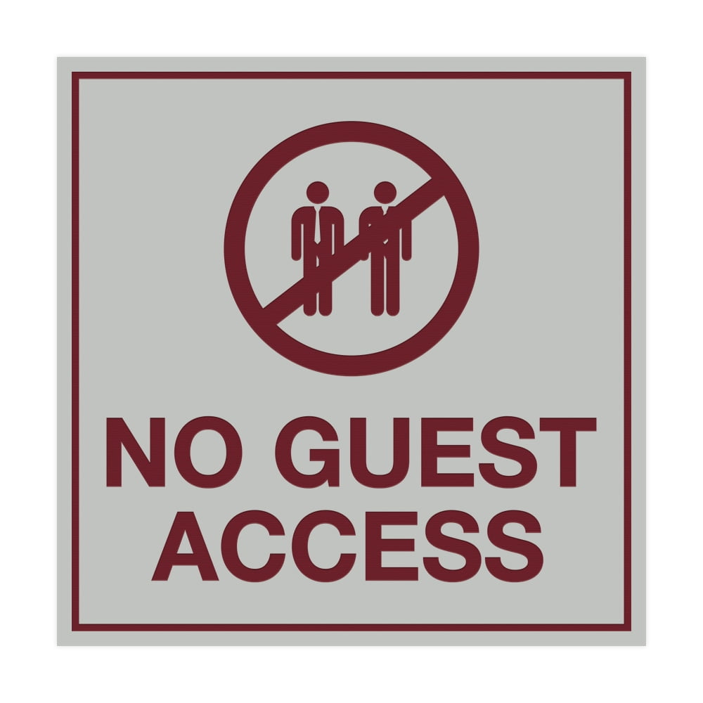Square No Guest Access Sign (Light Grey / Burgundy) - Small - Walmart.com