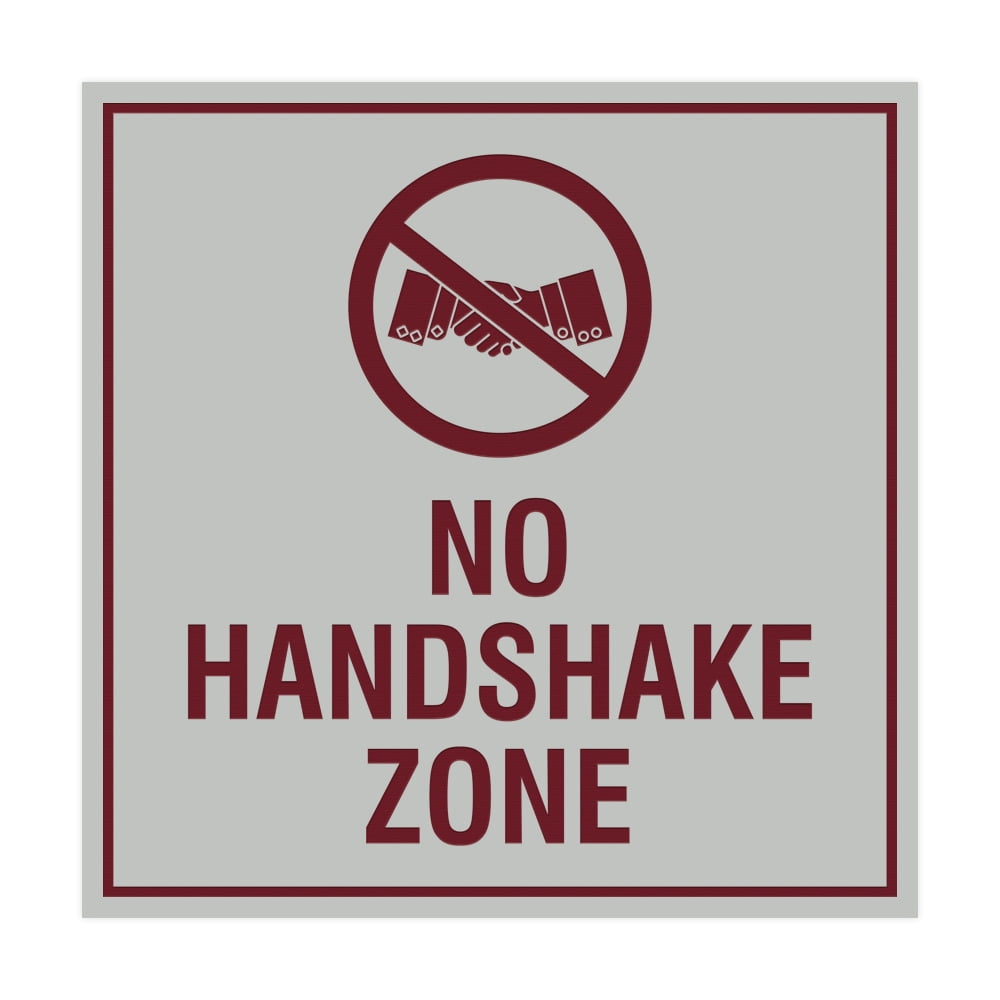 Square No Handshake Zone Sign (Light Grey / Burgundy) - Large - Walmart.com