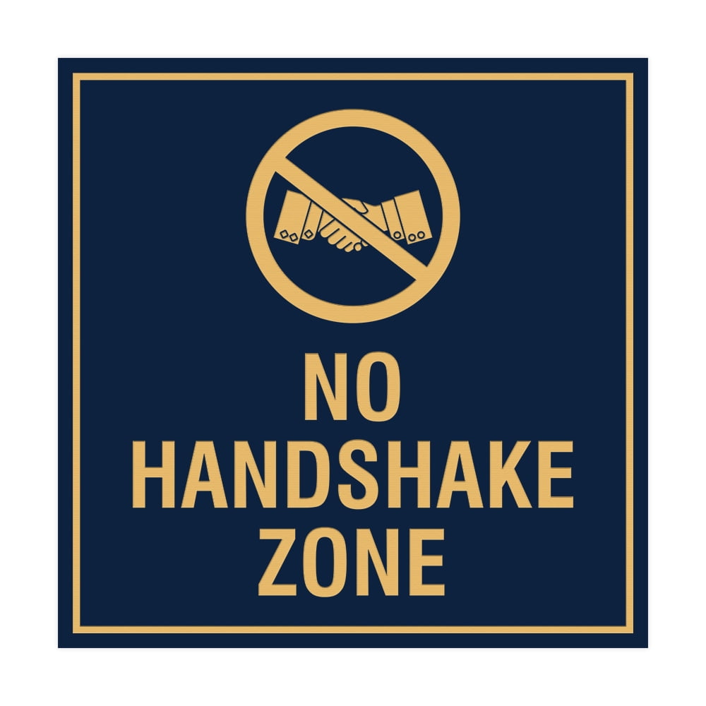 Square No Handshake Zone Sign (Navy Blue/Gold) - Large - Walmart.com