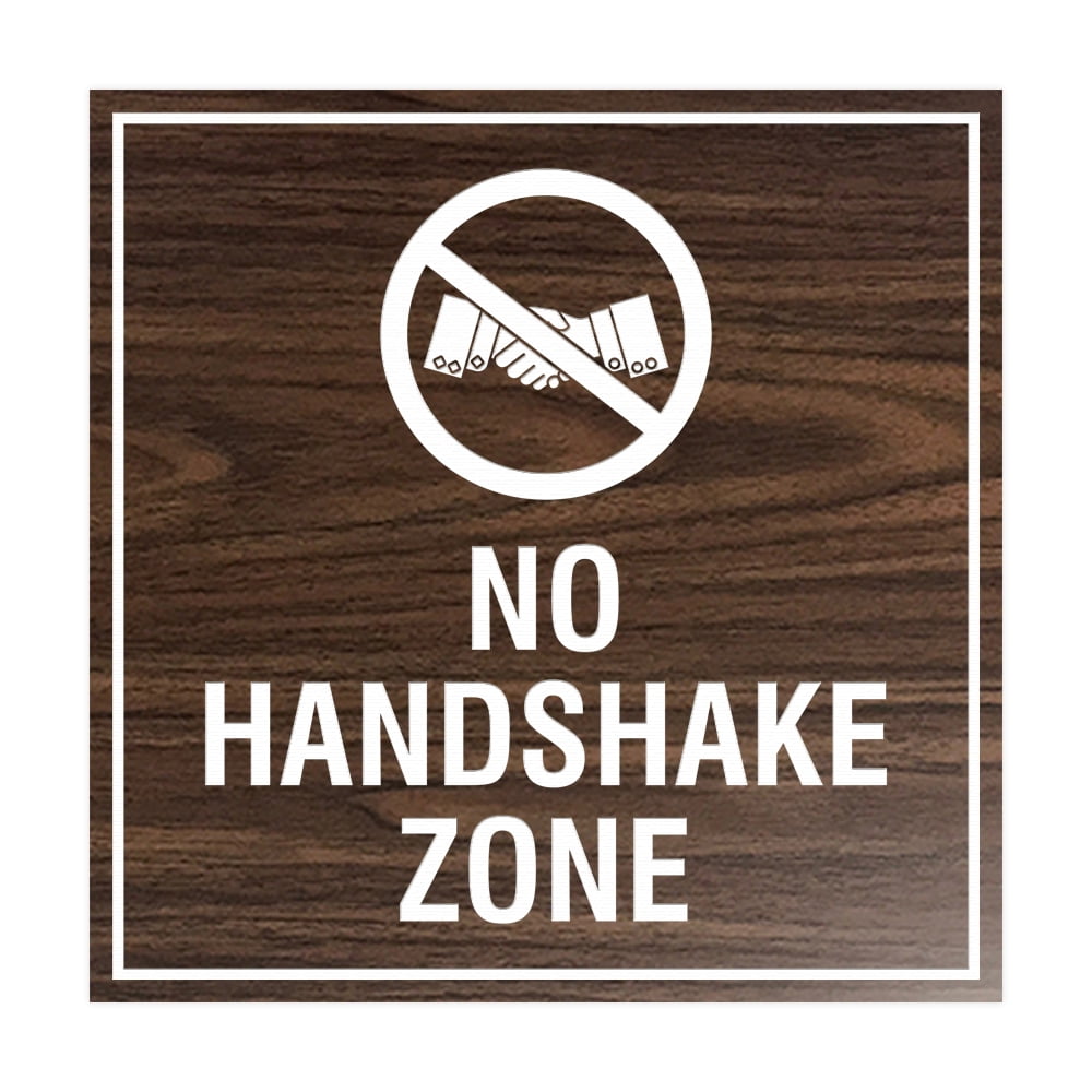 Square No Handshake Zone Sign (Walnut) - Large - Walmart.com