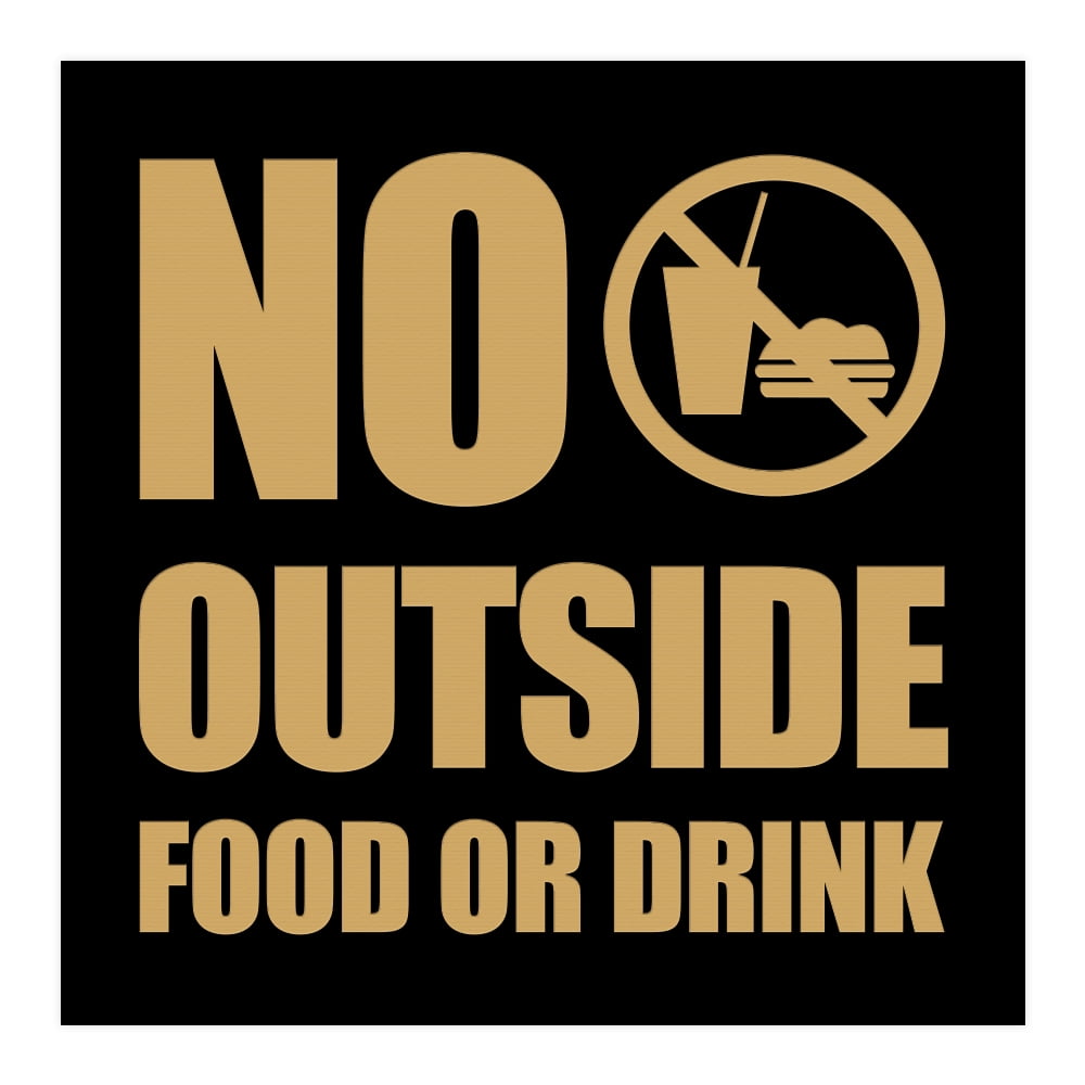 Square No Outside Food or Drink Wall / Door Sign - Black / Gold (Medium ...