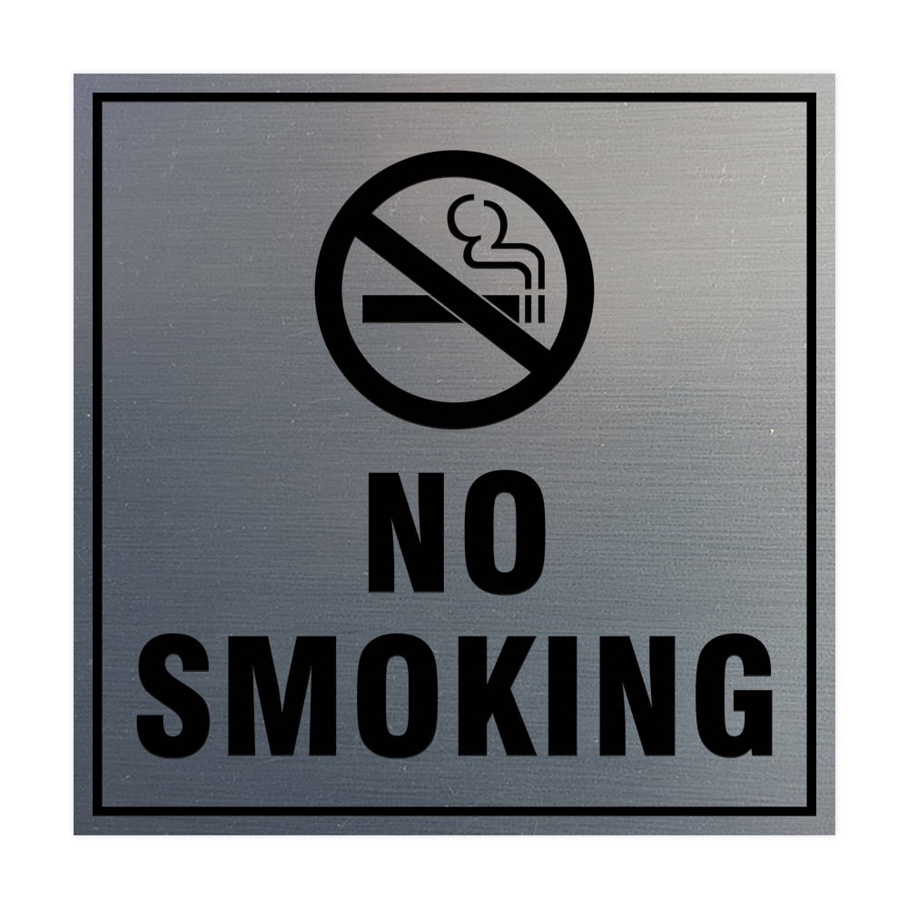 Square No Smoking Sign (Brushed Silver) - Small - Walmart.com