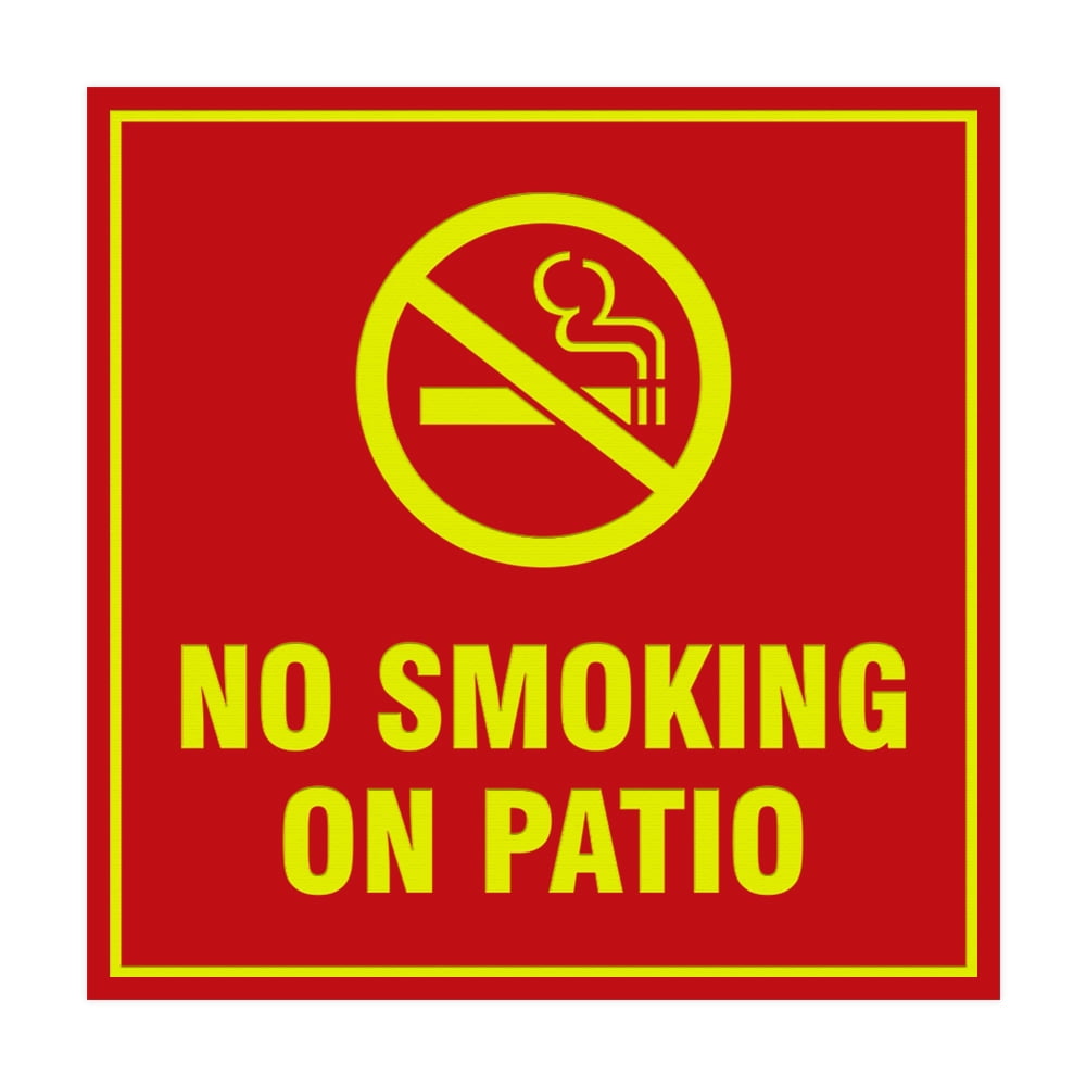 Square No Smoking on Patio Sign (Red/Yellow) - Large - Walmart.com
