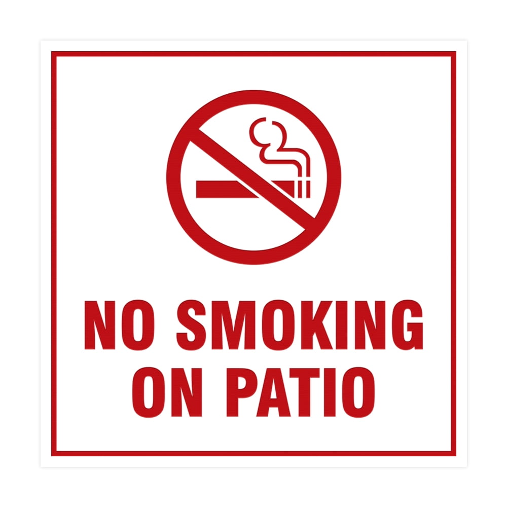 Square No Smoking on Patio Sign (White/Red) - Large - Walmart.com