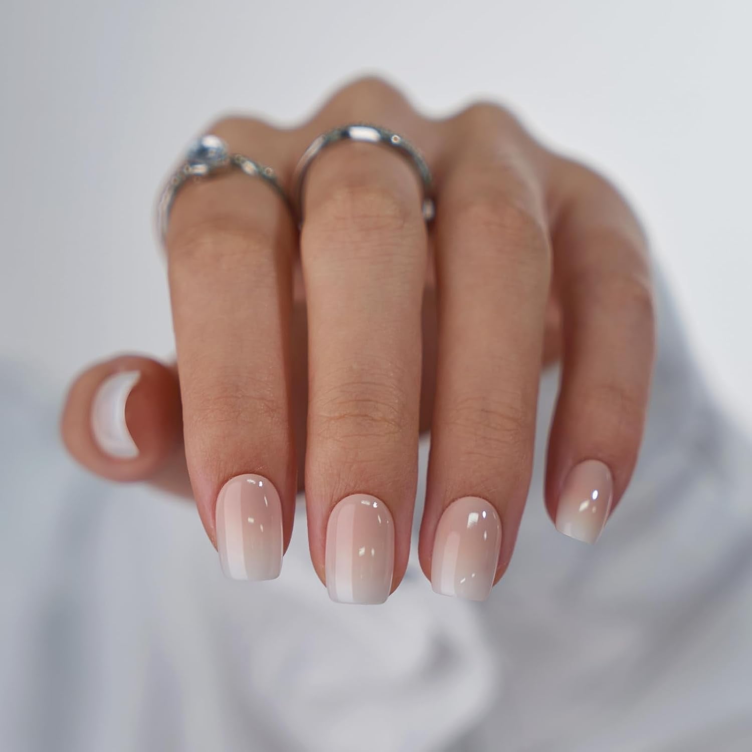 Square Ombre Press On Nails -Soft Gel Press On Nails Short with Nail ...