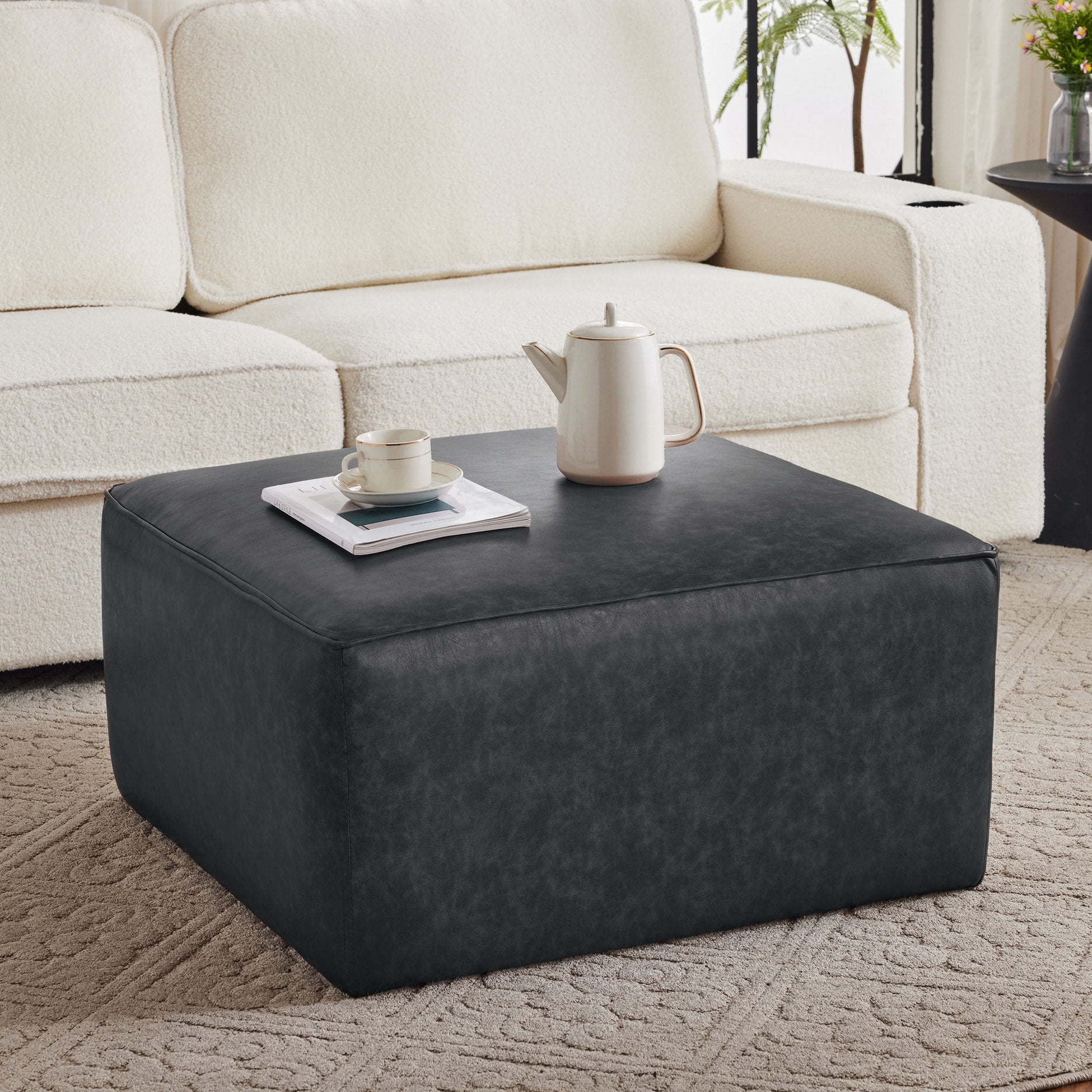 Square Ottoman for Contemporary Rooms | Footrest or Decor, Elegant Look ...