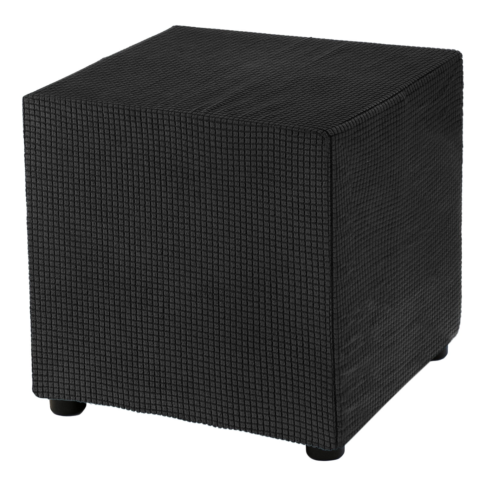 Square Ottoman Cover 18x18x18inch Polyester Ottoman Slipcovers, Black ...