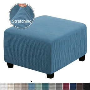 XUELC Stretch Square Ottoman Slipcover Jacquard Knit, Washable, Elastic ...