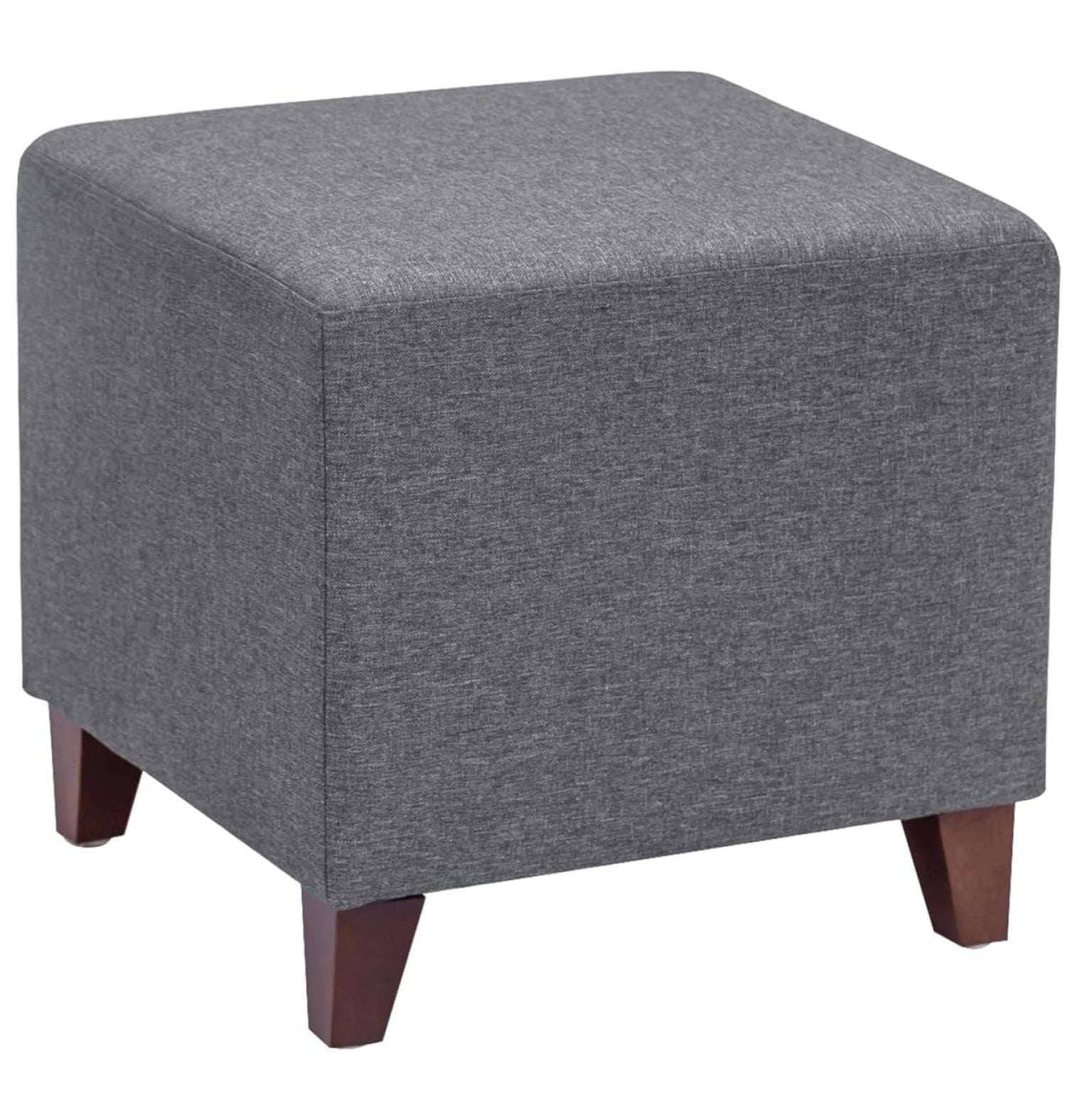 Square Ottoman Fabric Cube Foot Rest Stool with Wooden Legs, Footstool ...