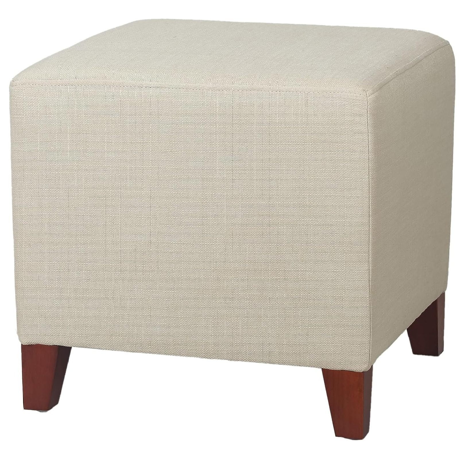 Square Ottoman Linen Cube Foot Rest Stool with Wooden Legs, Footstool ...