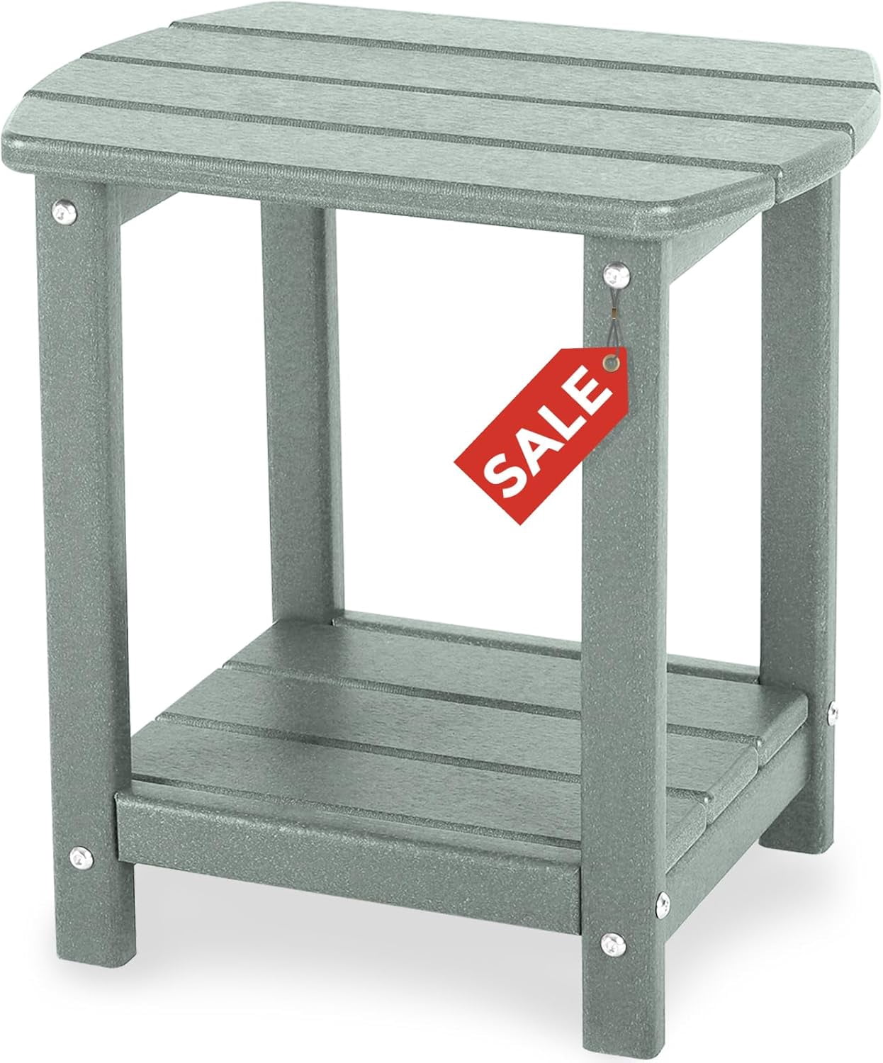 Square Outdoor Side Table,2-Tier Storage Patio Side Table, HDPE End ...