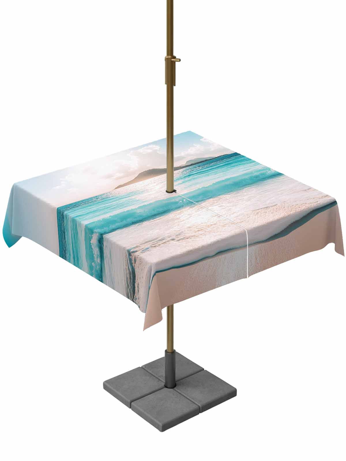 Square Outdoor Tablecloth with Umbrella Hole Ocean Outside Table Cloth ...