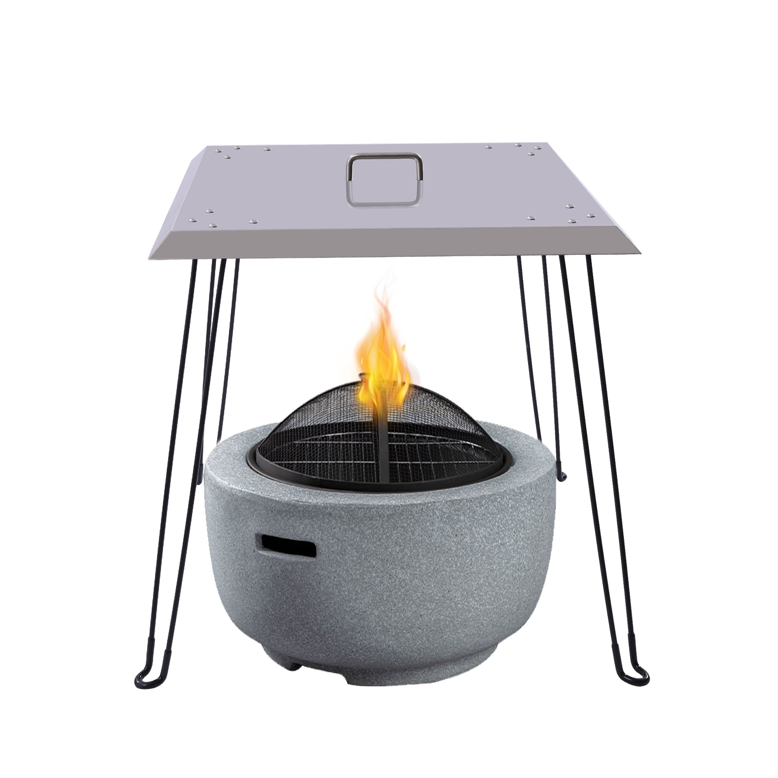 Square Outdoors Fire Pit Heat Deflector, Fire Pit Burner Cover Square ...