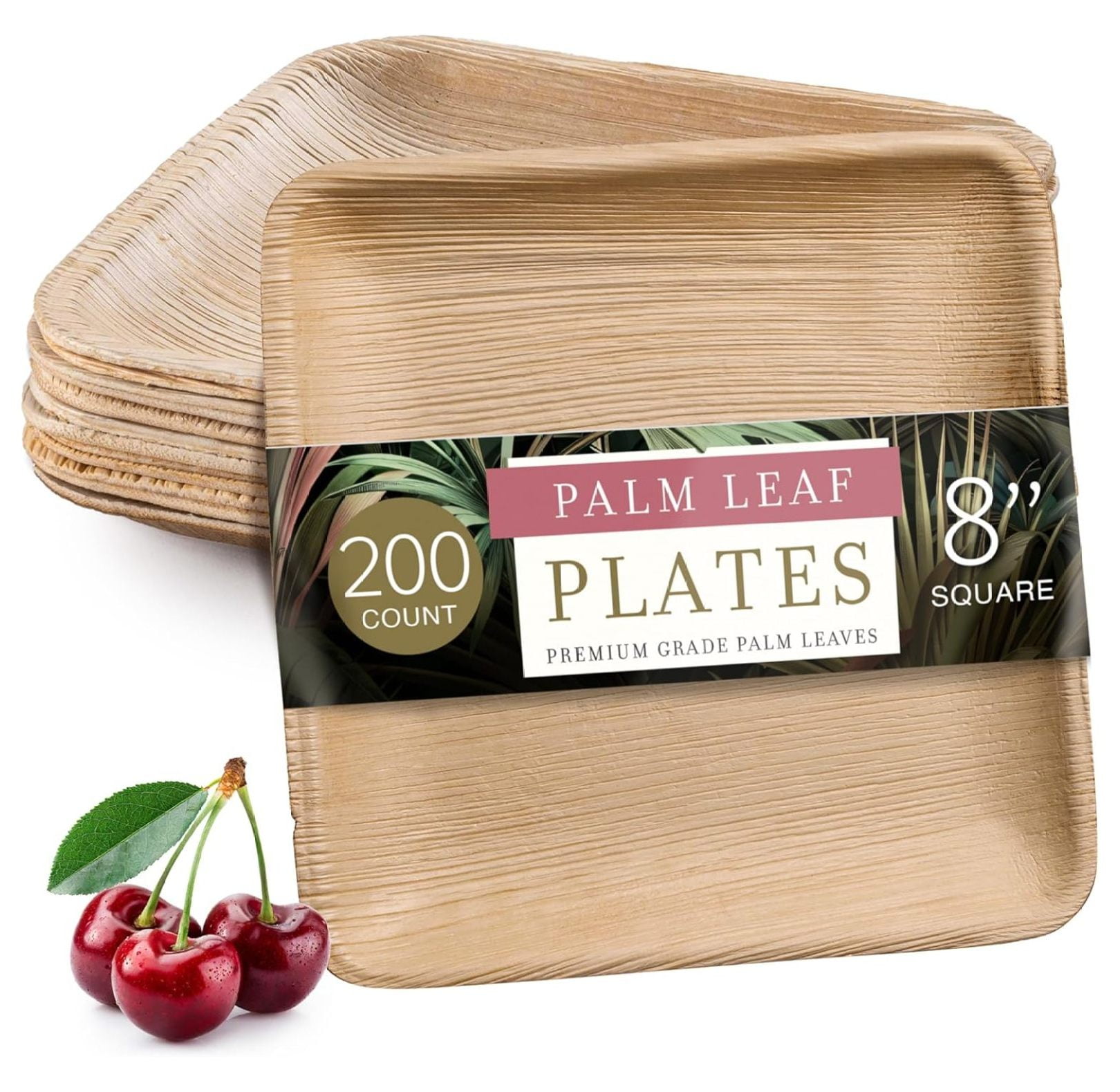 Square Palm Leaf Plates 200 Ct (8 Inch) - Eco Friendly, Compostable ...
