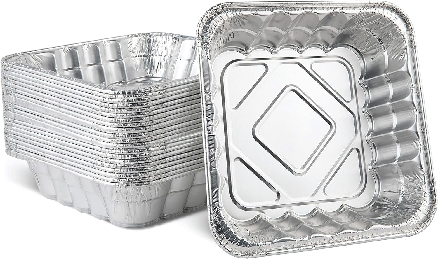 PLASTICPRO Aluminum Foil Baking Pans 10" x 10'" x 3" Square Tin Foil ...