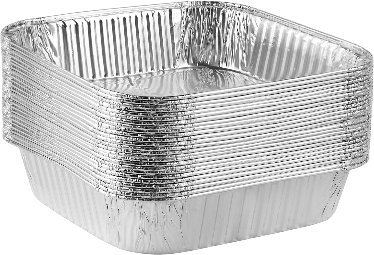 PLASTICPRO Aluminum Foil Baking Pans 8” x 8” x 2” Square Tin Foil Cake ...