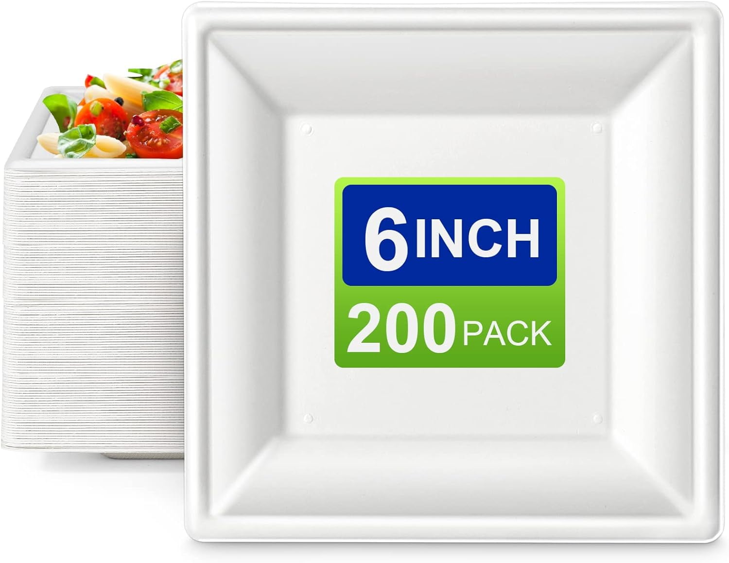 Square Paper Plates, 6 inch Small Paper Plates, 200 Pack Paper Plates ...