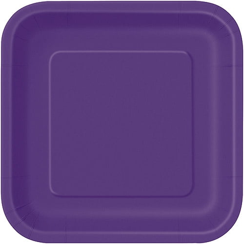 Square Paper Plates, 7 in, Dark Purple, 16ct - Walmart.com