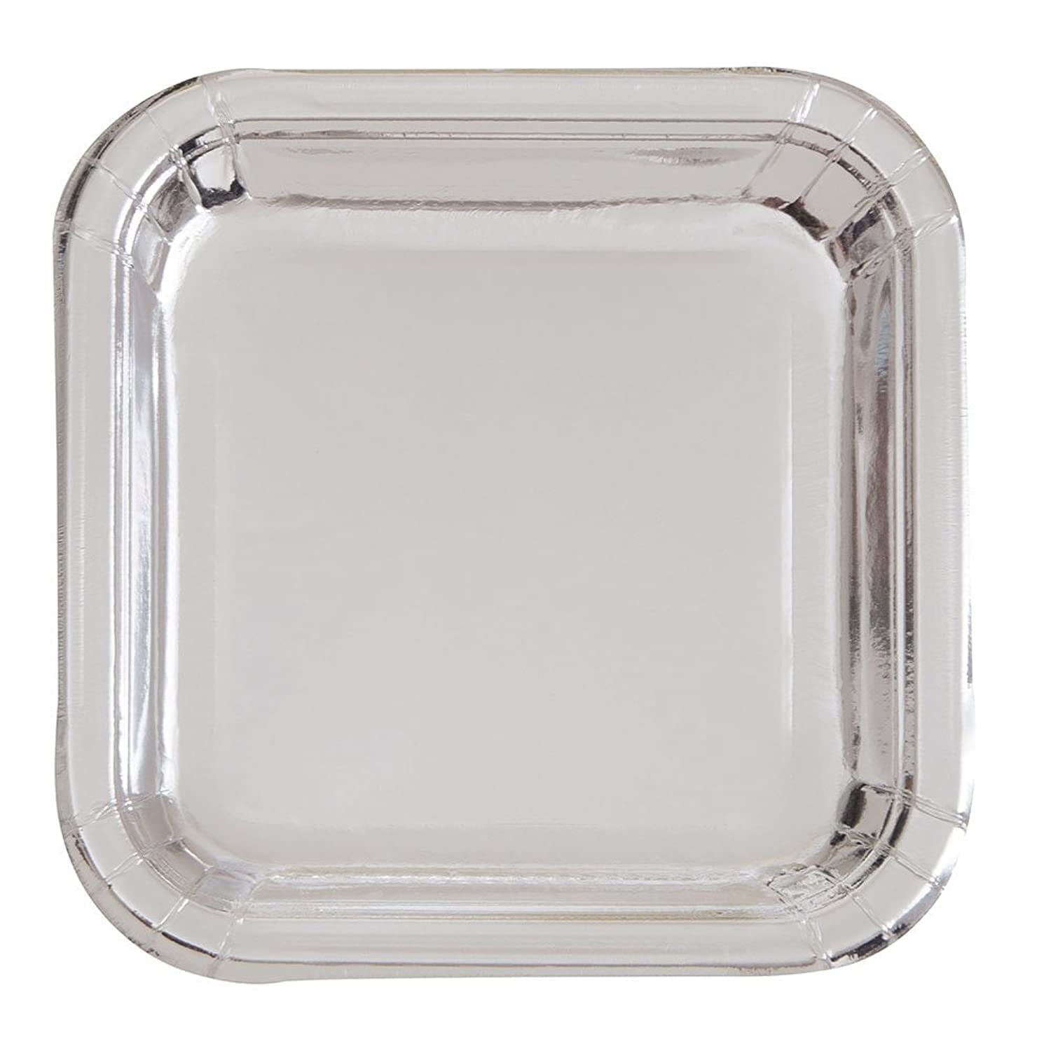 Square Paper Plates, 7 in, Silver Foil, 8ct - Walmart.com