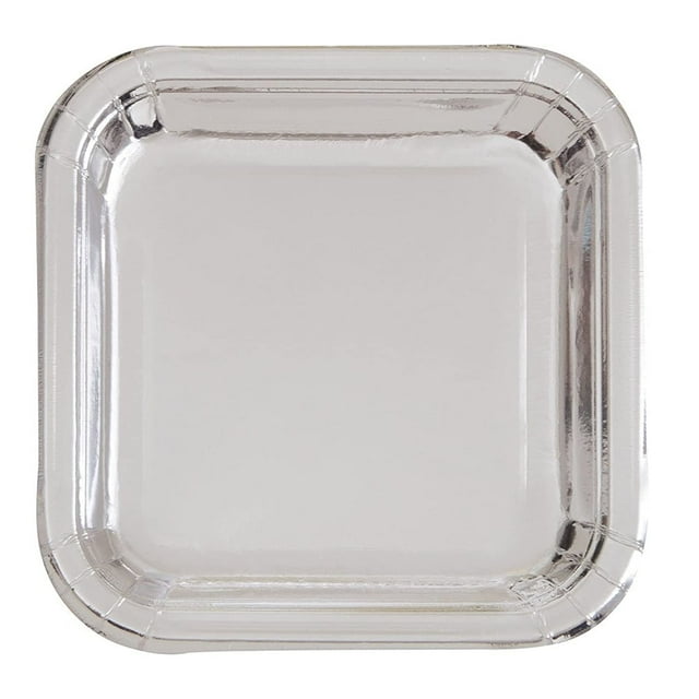 Square Paper Plates, 9 in, Silver Foil, 8ct - Walmart.com