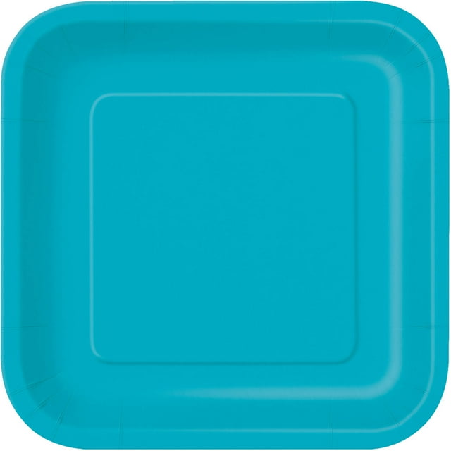 Square Paper Plates, 9 in, Teal, 14ct - Walmart.com