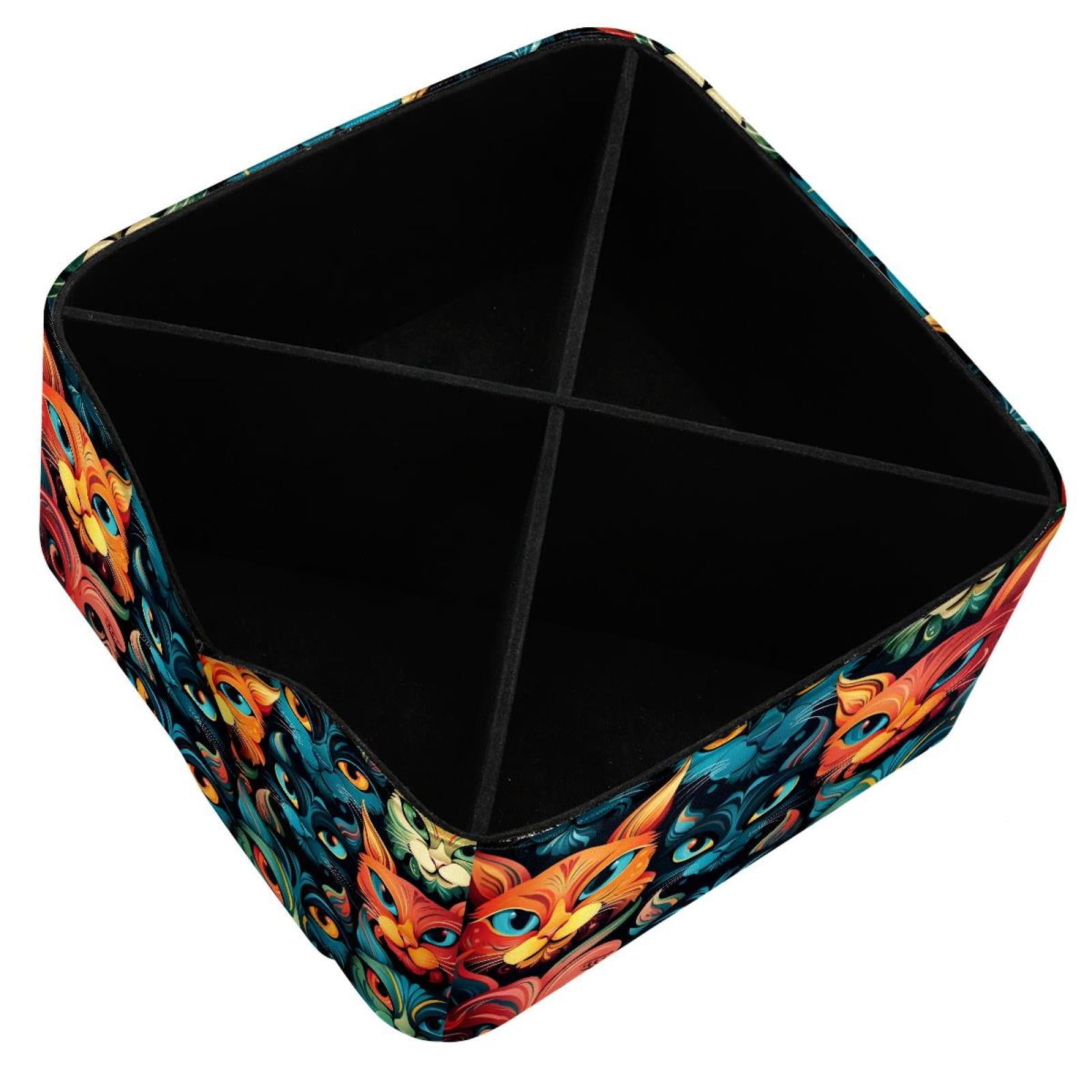 Square Pencil Case with 4 Compartments, Removable Dividers, Brush ...