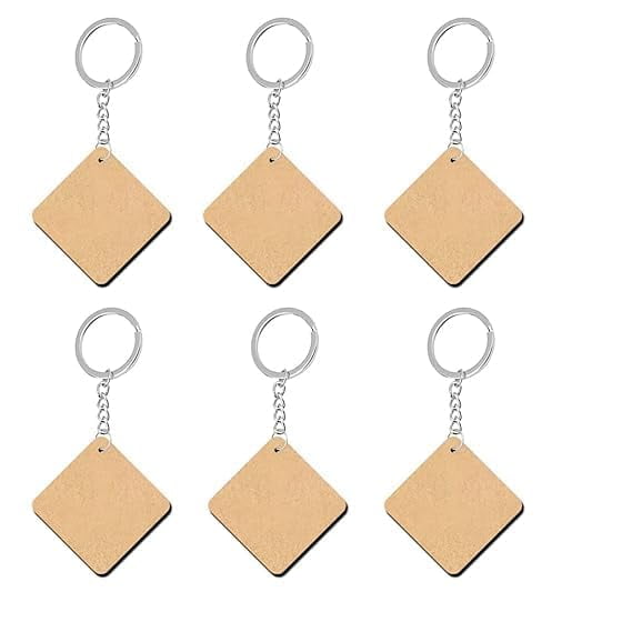 Square Plain Key Chains Wood Sheet Craft MDF Plain Shaped Key Chains ...