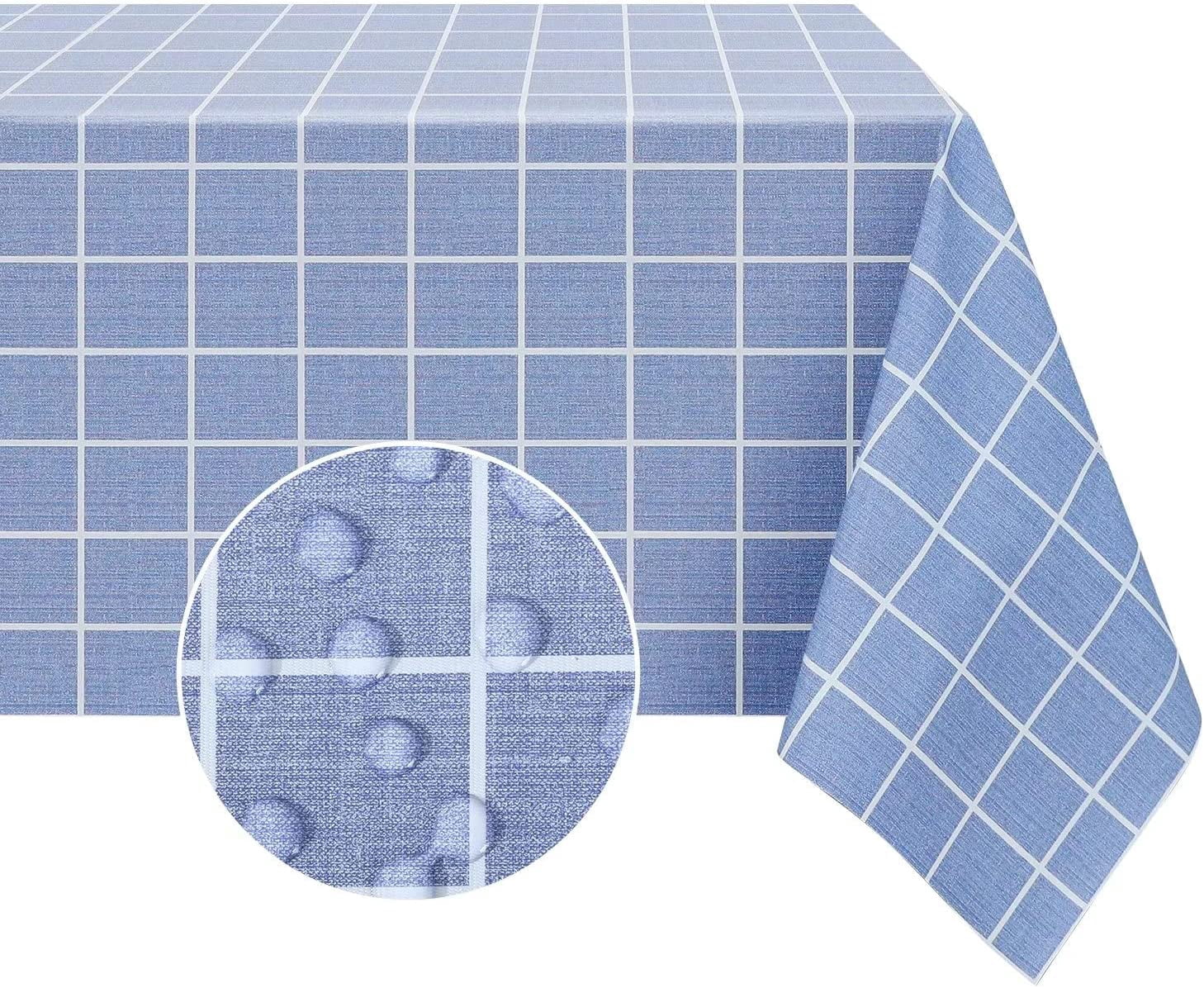 Square Plastic Tablecloth, 100% Waterproof Oil-Proof Checkered PVC ...