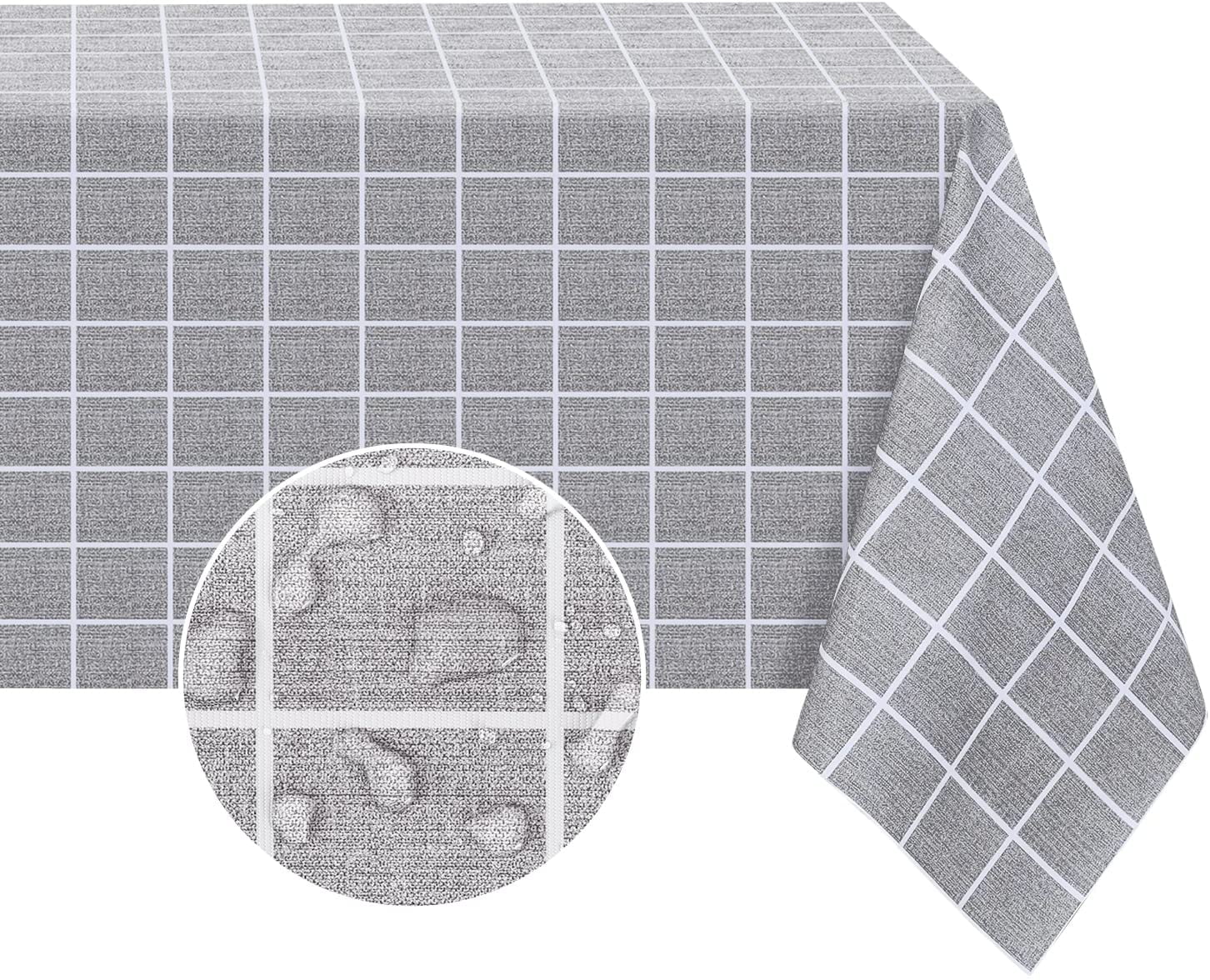 Square Plastic Tablecloth, 100% Waterproof Oil-Proof Checkered PVC ...