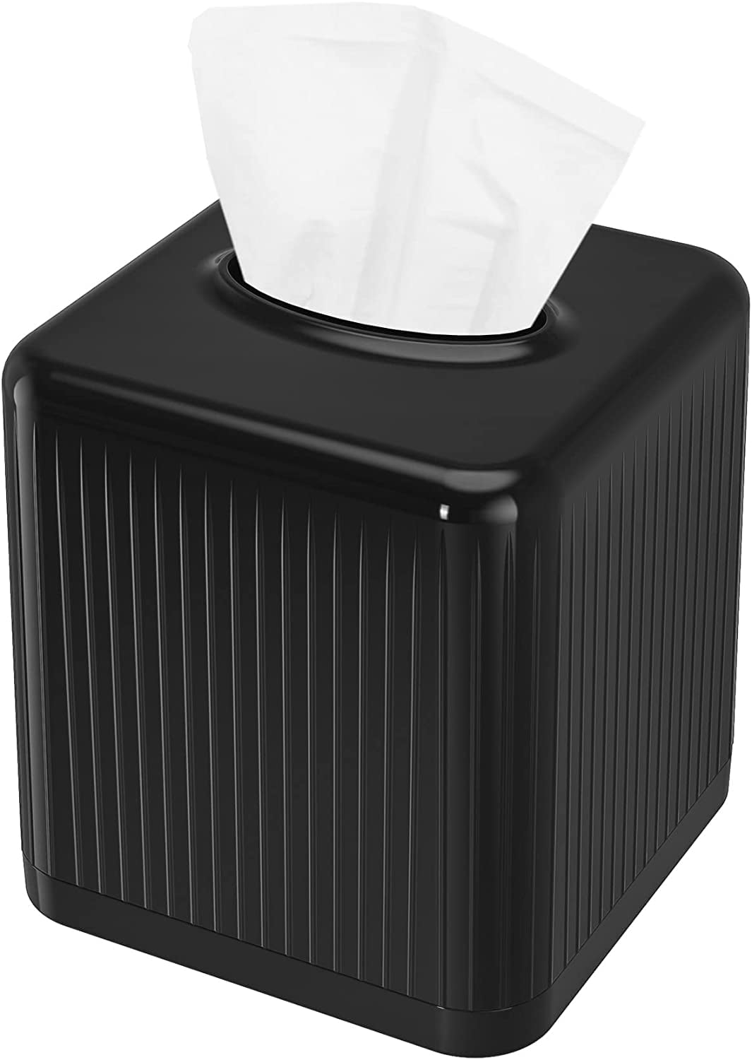 Square Plastic Tissue Box Holder with Base - Modern Cube Decorative ...