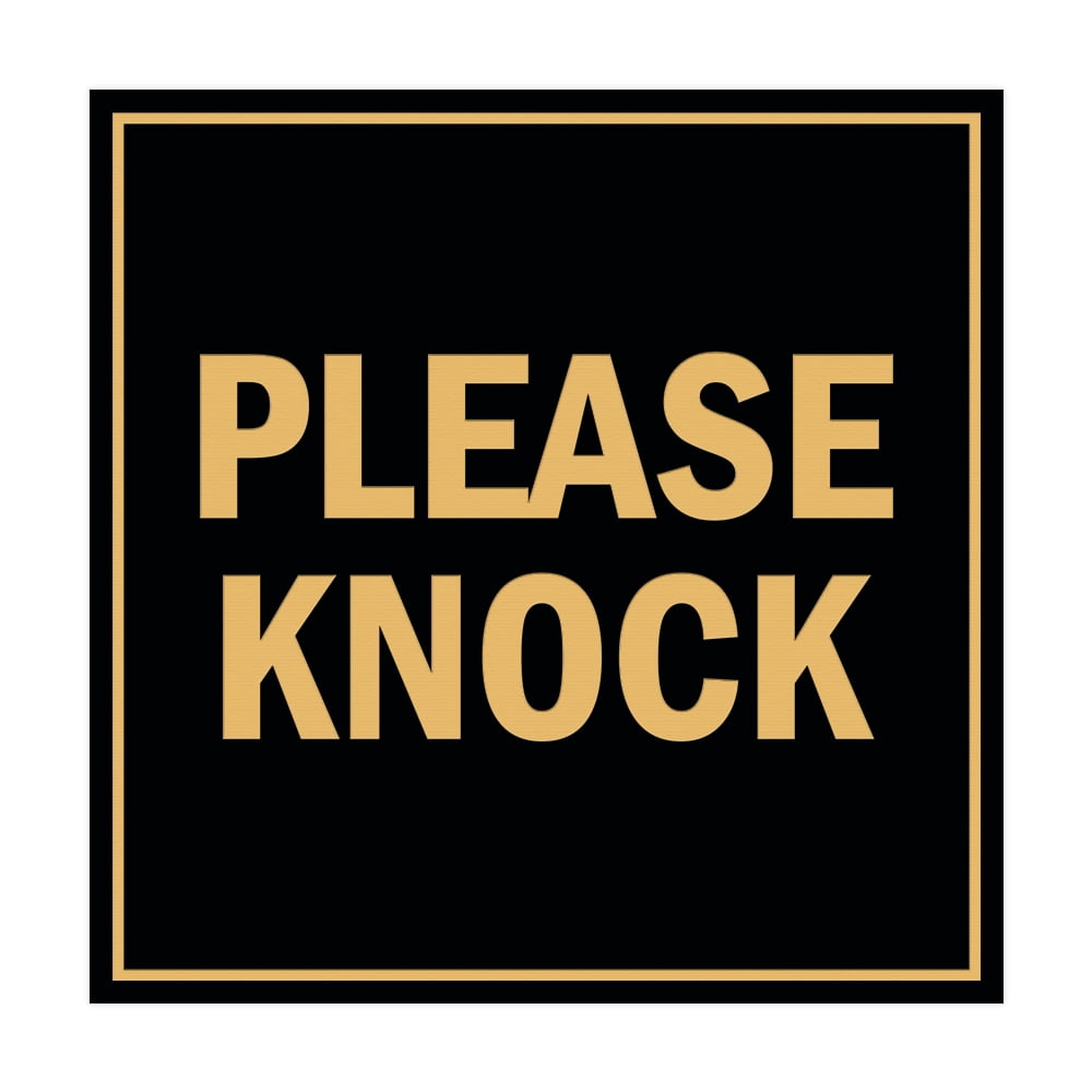 Square Please Knock Sign (Black Gold) - Large - Walmart.com